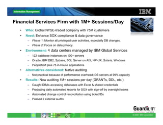 IBM InfoSphere Guardium overview | PDF | Databases | Computer Software ...