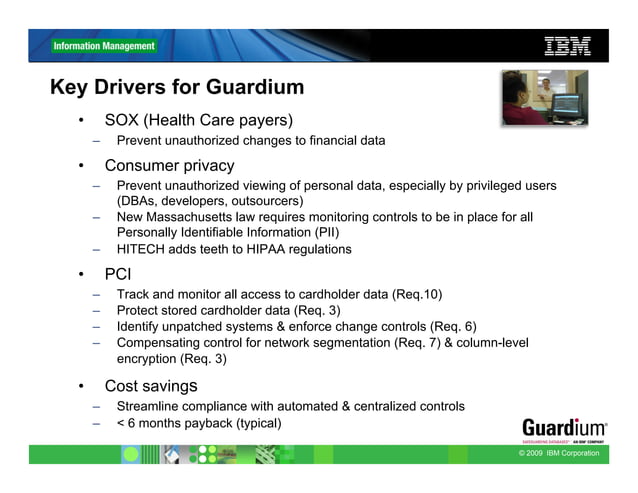 IBM InfoSphere Guardium overview | PDF | Databases | Computer Software ...