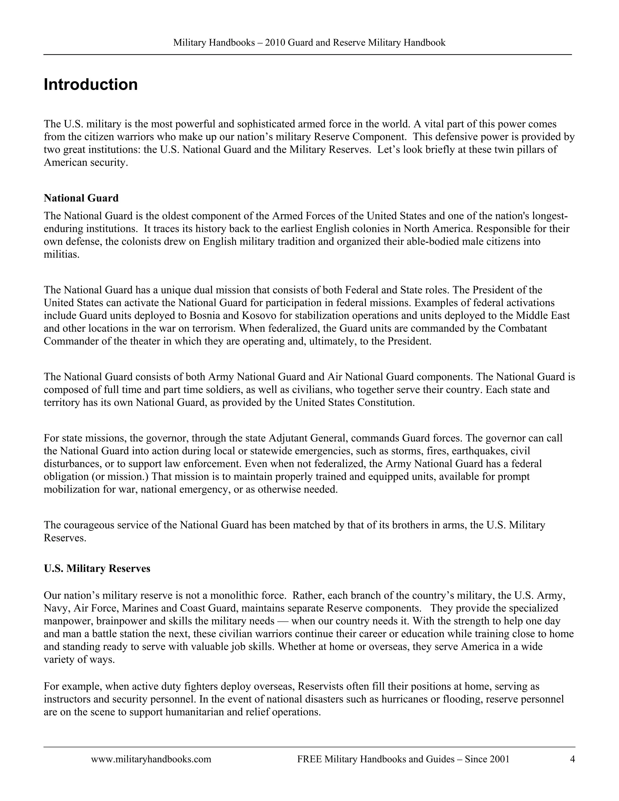 Guard & reserve handbook 2010 | PDF