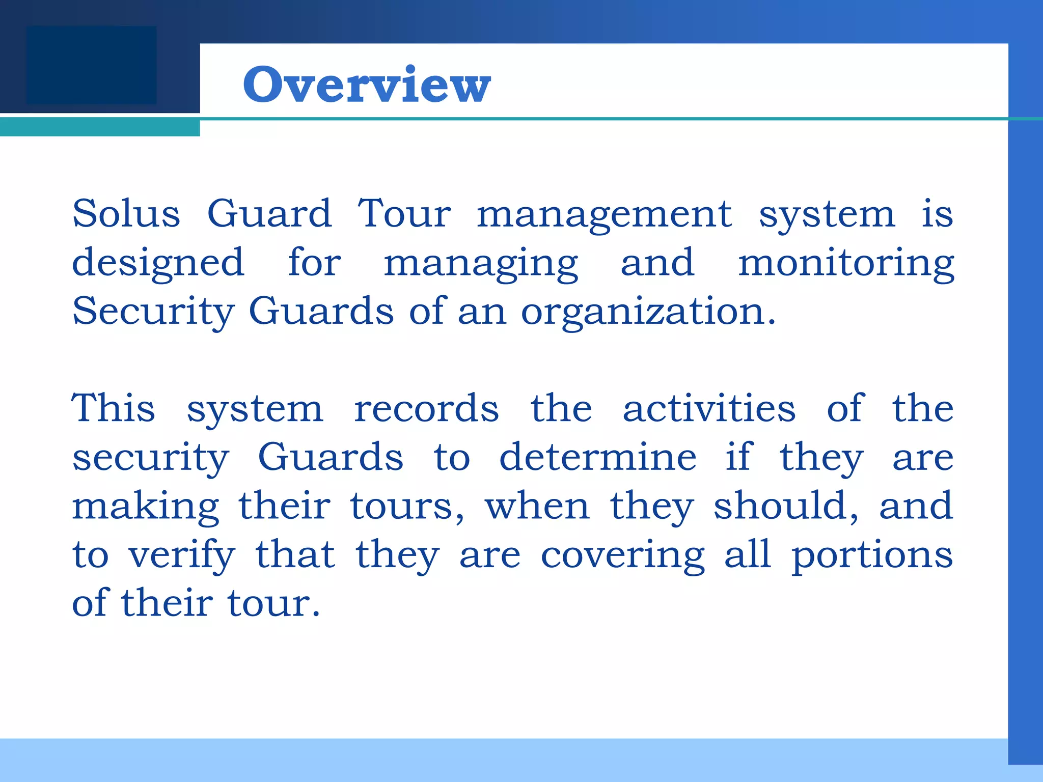 Guard tour management | PPT