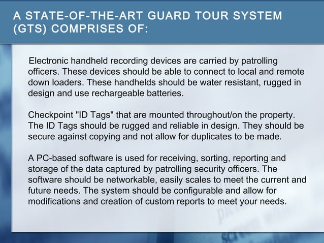 Guard tour reporting systems | PPT