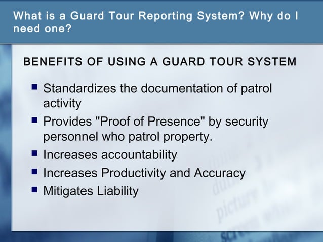 Guard tour reporting systems | PPT