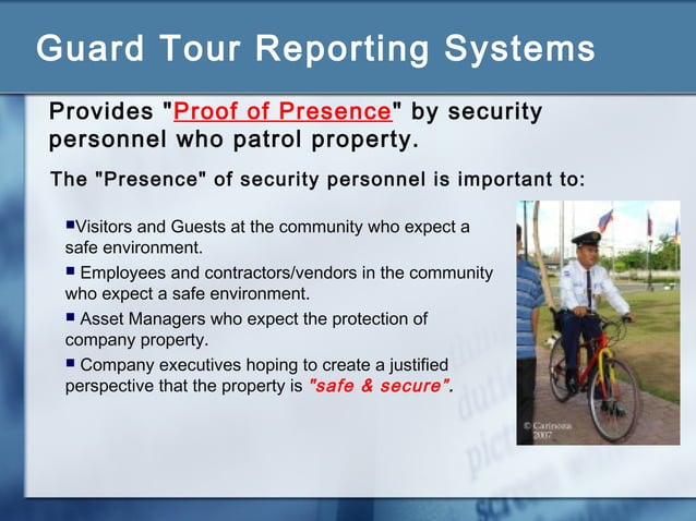 Guard tour reporting systems | PPT
