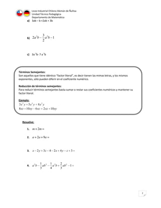 Guía resumen de álgebra | PDF