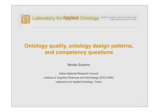 Ontology quality, ontology design patterns, and competency questions | PPT