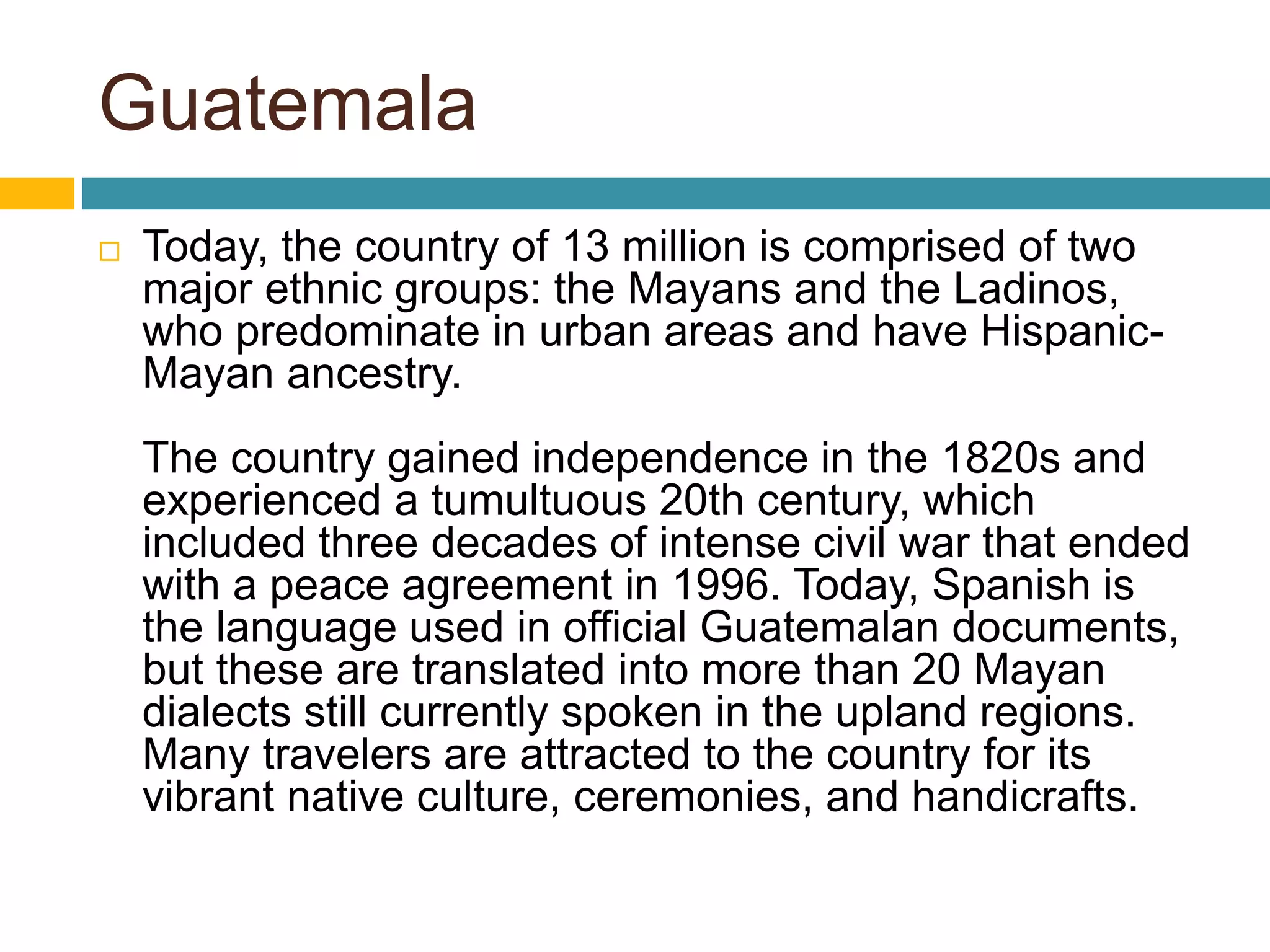 Guatemala - A Vibrant Mayan Culture and History | PPTX