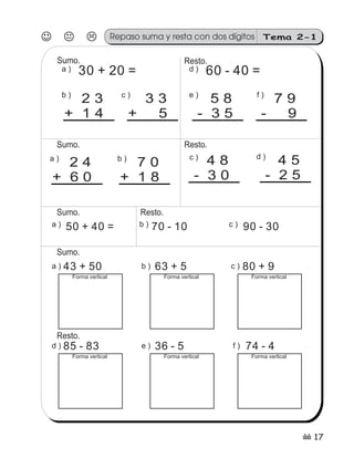 Práctica De Resta De Dos Dígitos