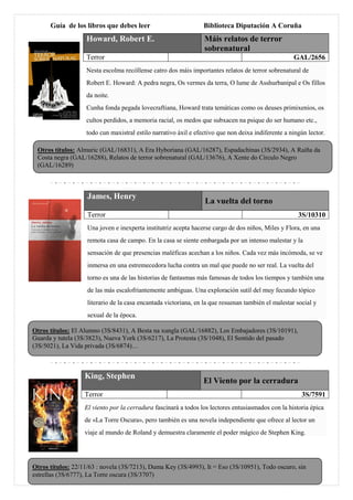 Guía de terror. Biblioteca da Deputación da Coruña | PDF