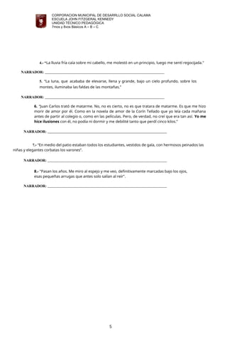 GUÍA TIPOS DE NARRADORES. GÉNERO NARRATIVO 7mos Y 8vos Básicos. A - B ...