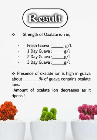 Study Of oxalte ion in guava fruit at different stages of ripening | PPTX