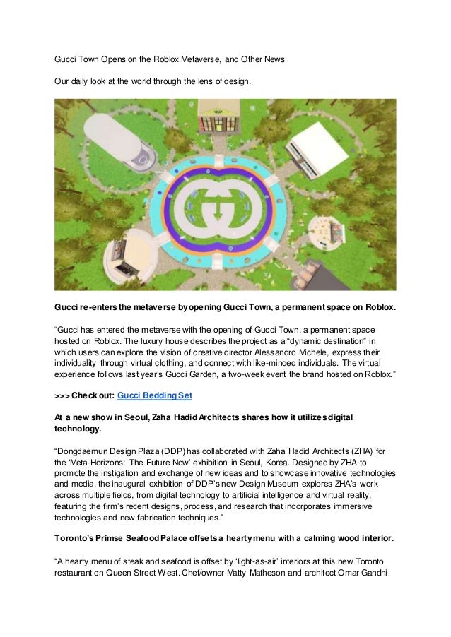 Gucci Town Opens on the Roblox Metaverse, and Other News | DOCX