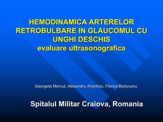 Ultrasonografia oculo-orbitara in glaucom | PPT