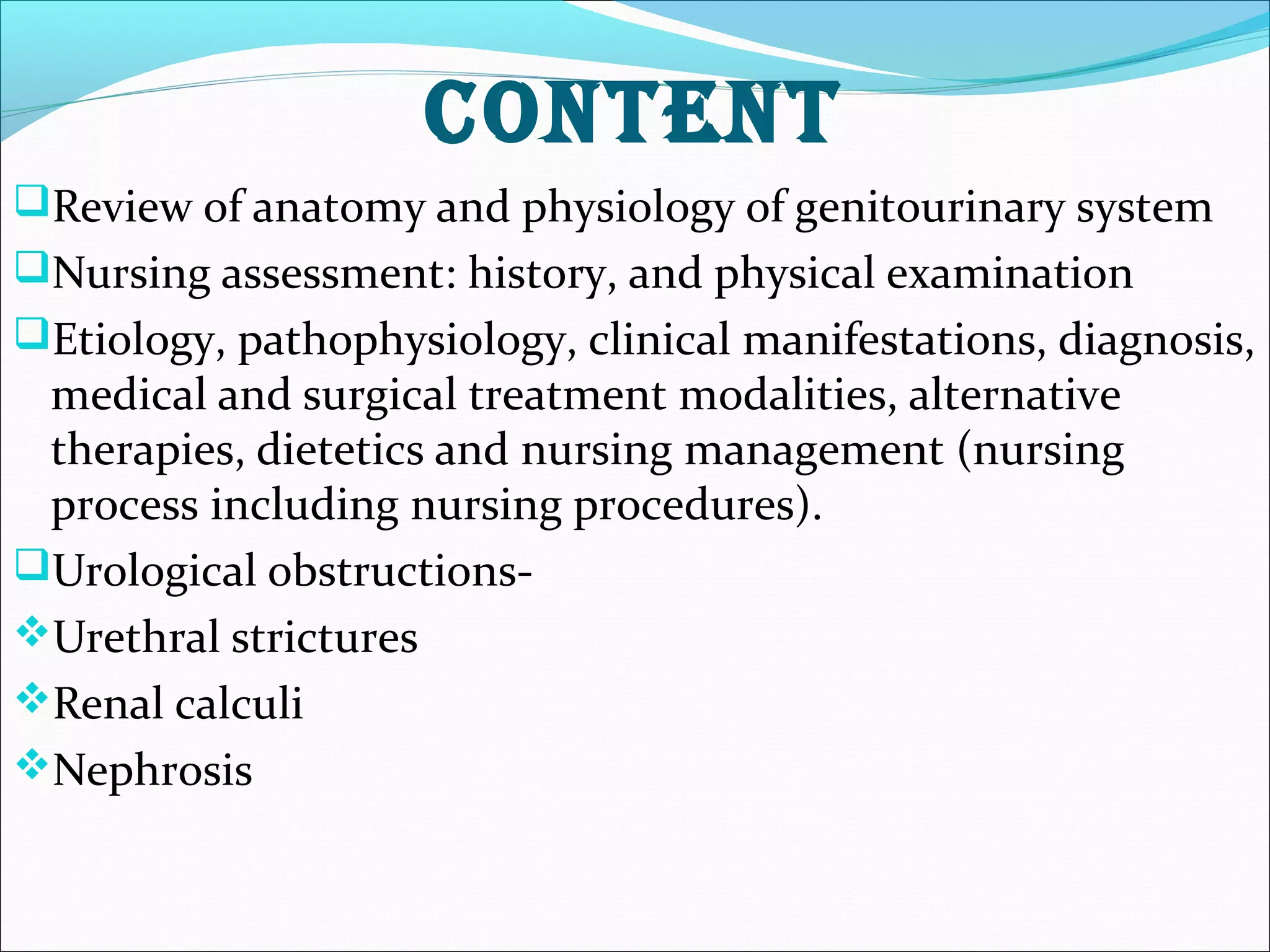 genitourinary disorders (medical surgical nursing) | PPT
