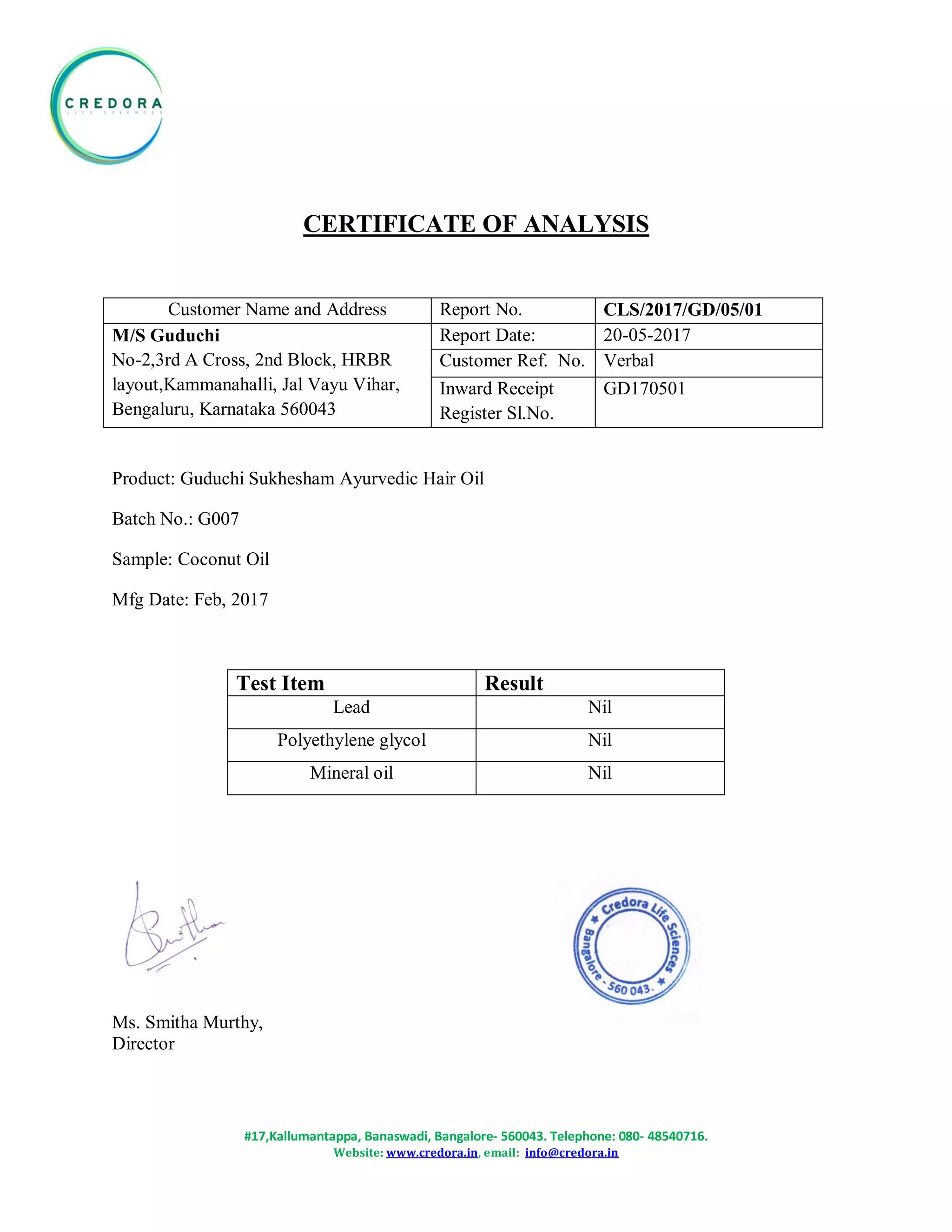 Guduchi Hair Care Kit product - Test Reports | PDF | Hair Care | Beauty