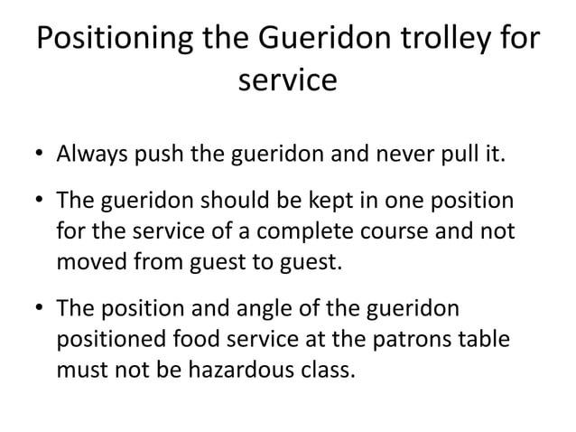 Gueridon Service.ppt- a specialized service | PPT