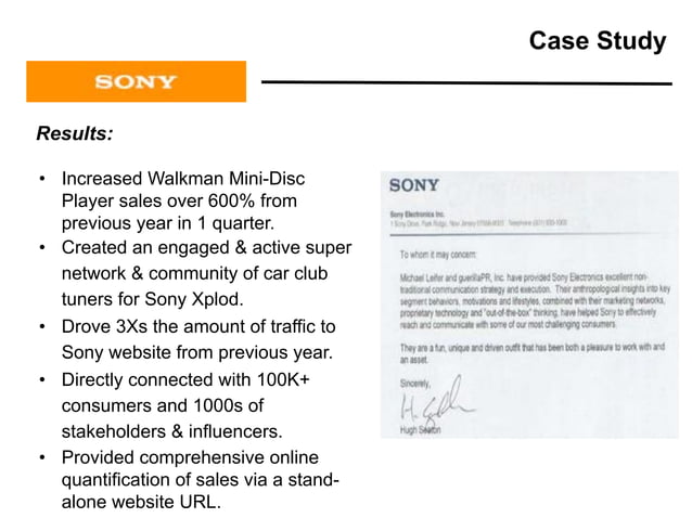 guerilla PR Capabilities and sample Case Studies | PPT