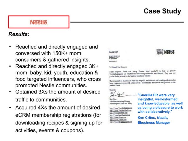 guerilla PR Capabilities and sample Case Studies | PPT