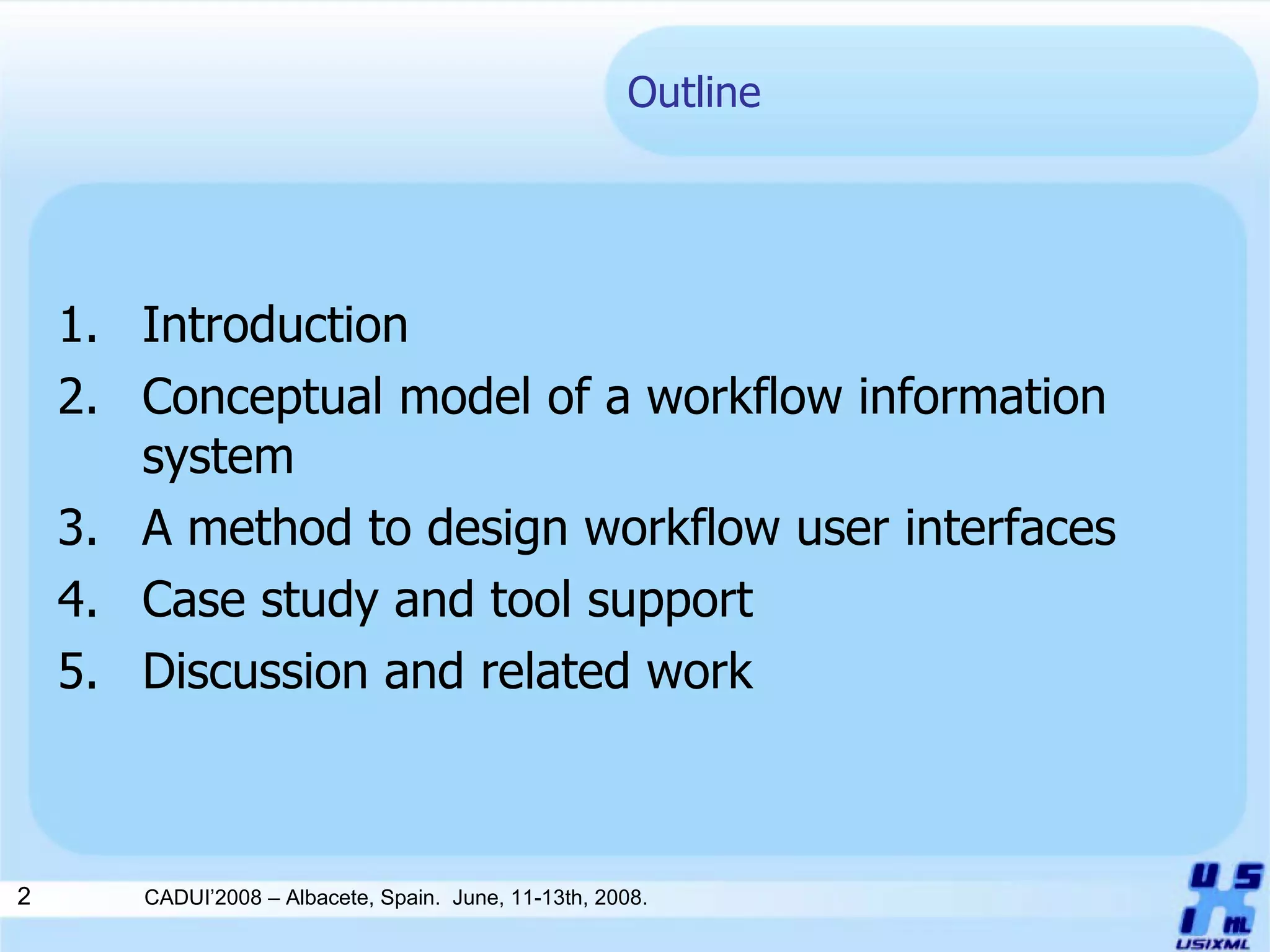 Model-Driven Engineering of Workflow User Interfaces | PPT
