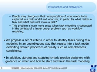 Identification Criteria in Task Modeling | PPT