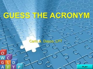 GUESS THE ACRONYM CHALLENGER OR ENERGIZER PPT | PPT