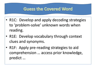 Guess The Covered Word And Anticipation Guide | PDF