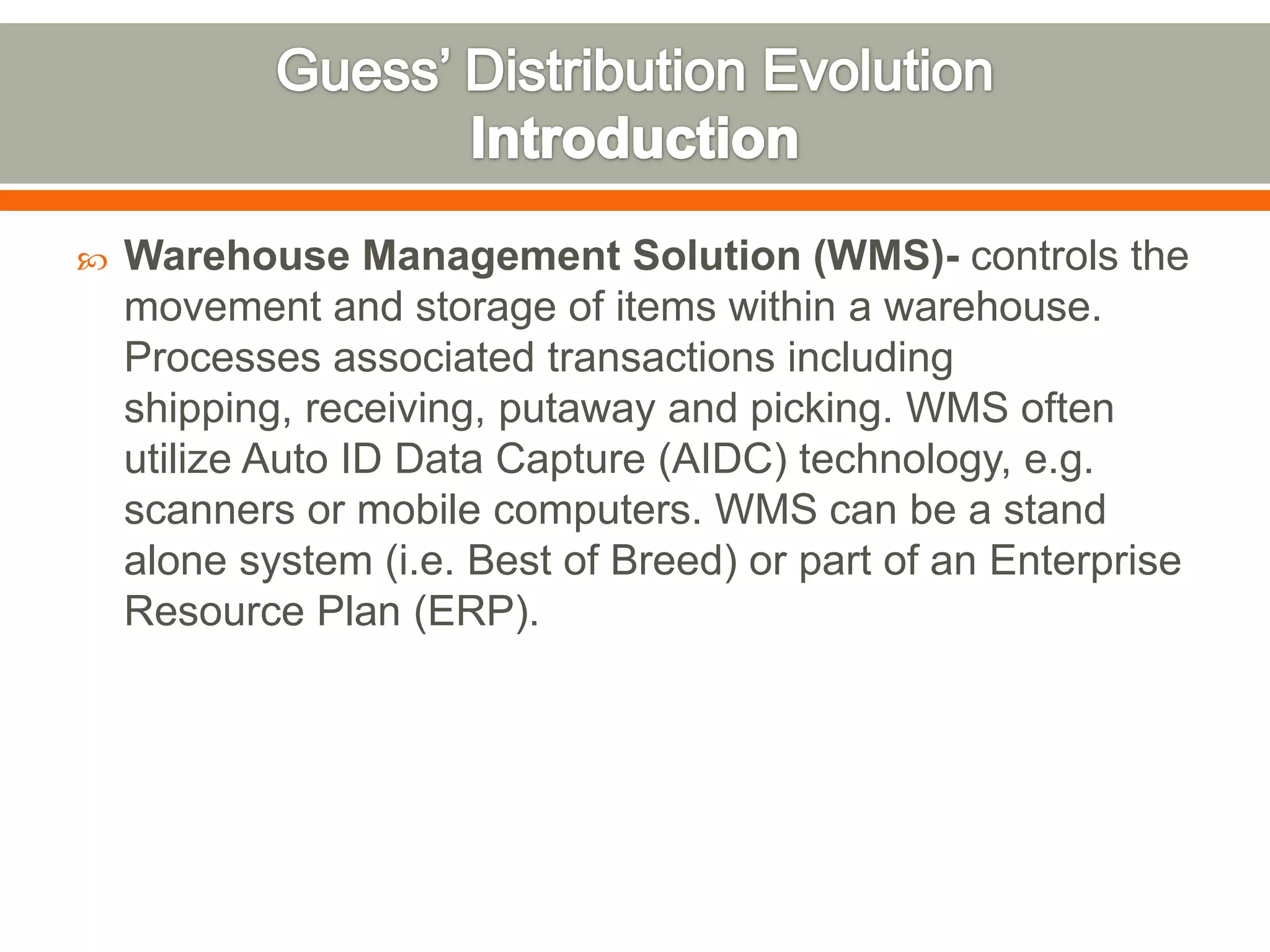 Guess warehouse management solutions | PPTX