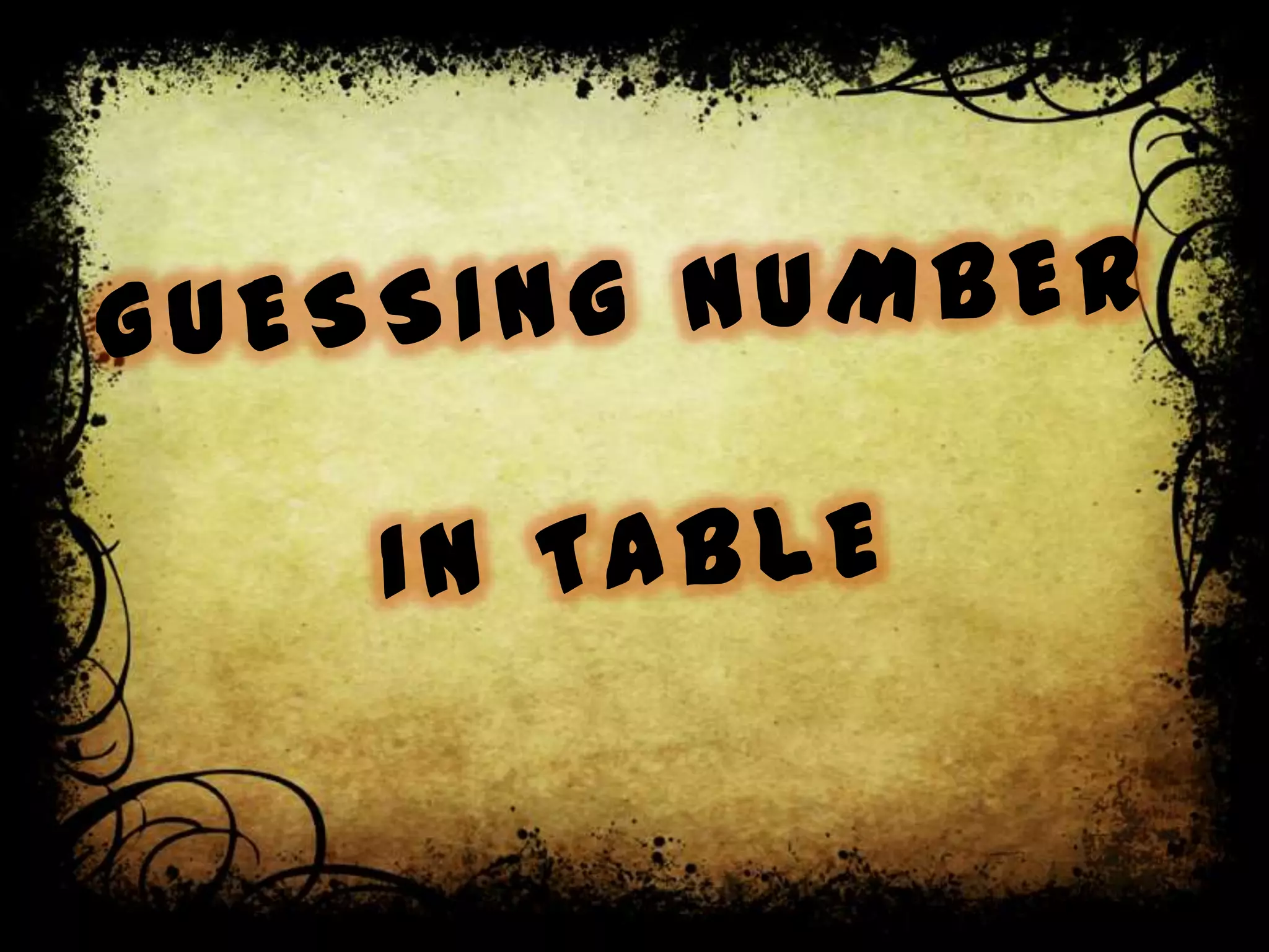 Guessing number in table | PPT