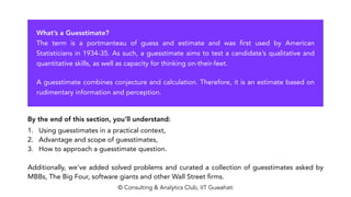 Guesstimates for interview practice. Learn and crack interviews.pdf