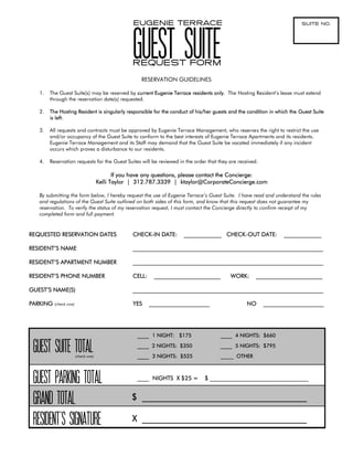 GUEST SUITE Request Form | PDF