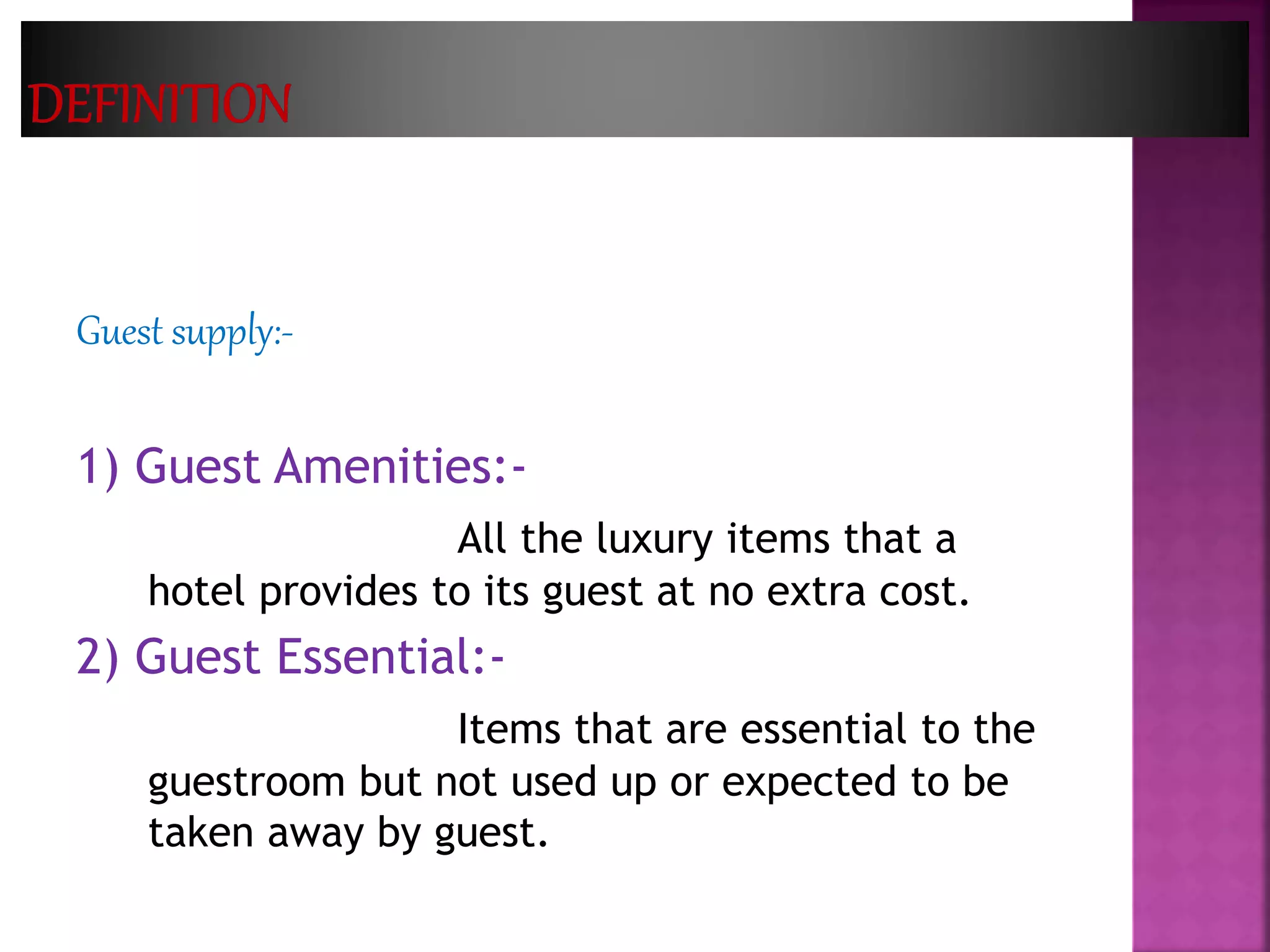 Guest amenities&supply | PPTX