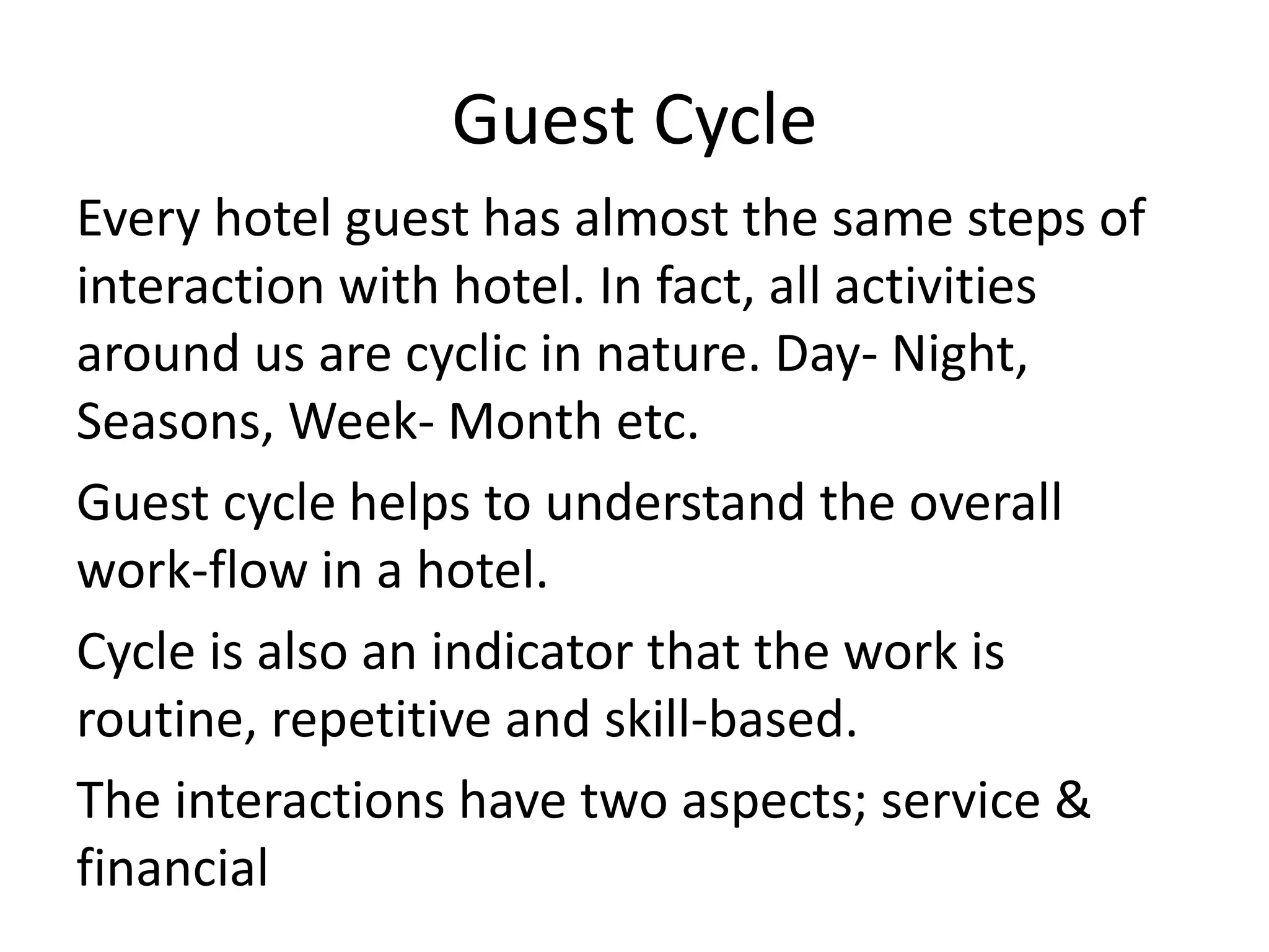 Guest cycle in a hotel | PPTX