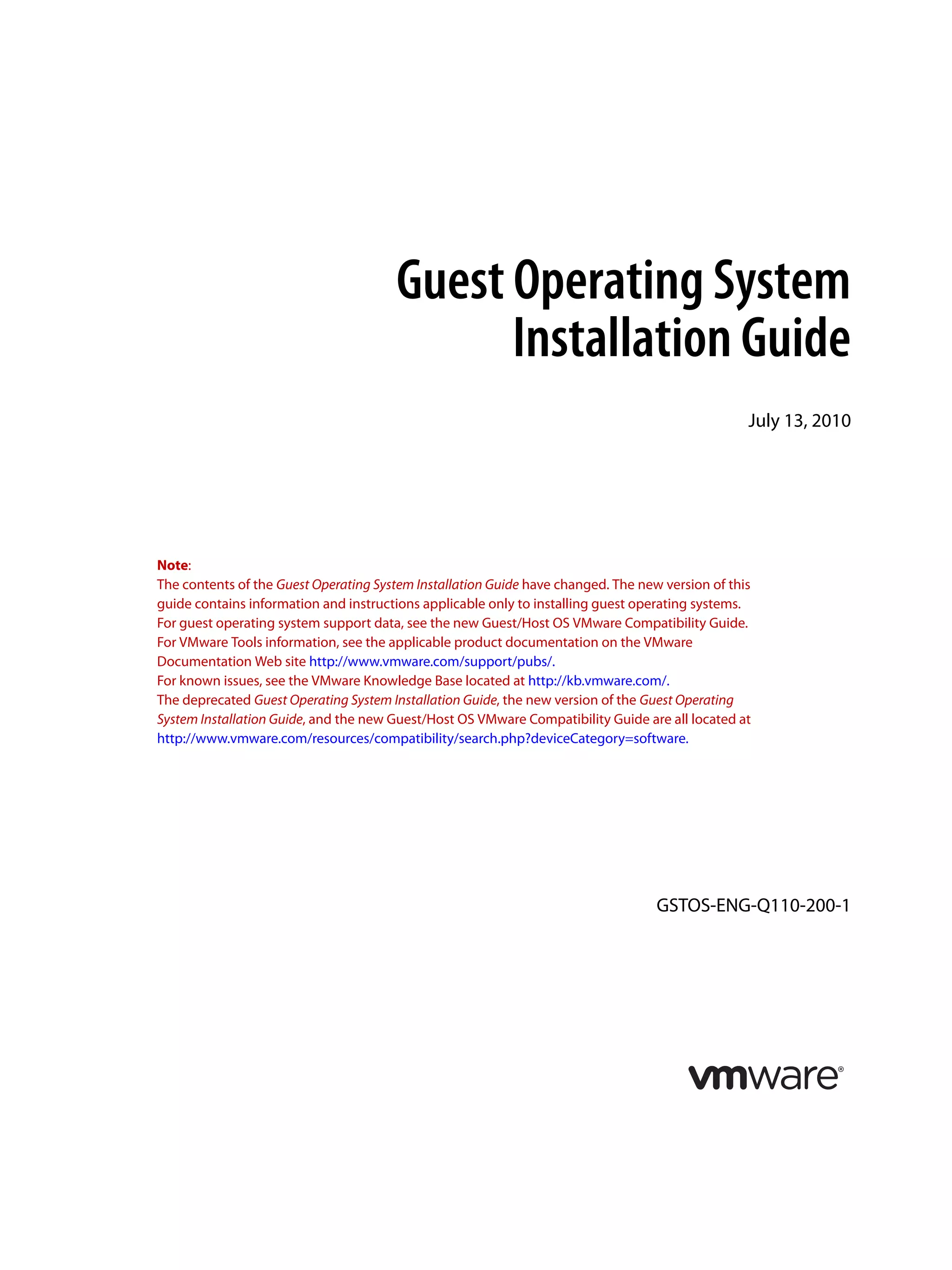 vmware Guest os guide | PDF