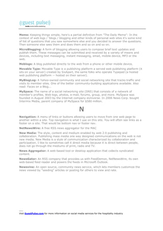 Guest Pulse Dictionary Of Social Media Terms | PDF | Internet for ...
