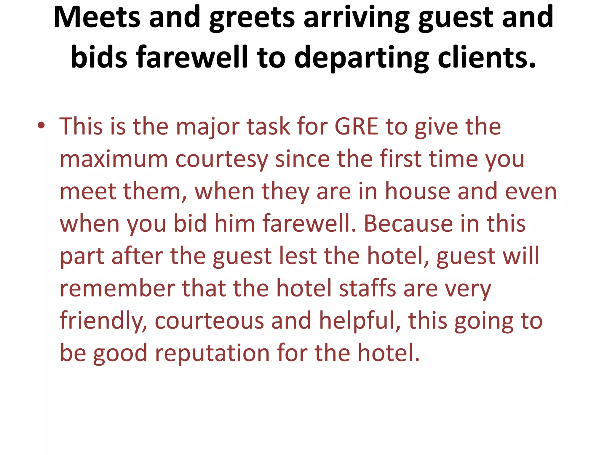Guest relations executive ppt | PPTX