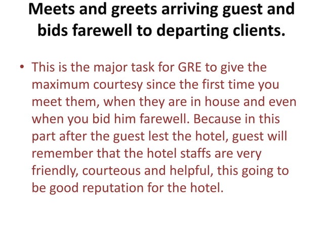 Guest relations executive ppt | PPTX