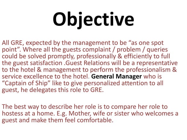 Guest relations executive ppt | PPTX