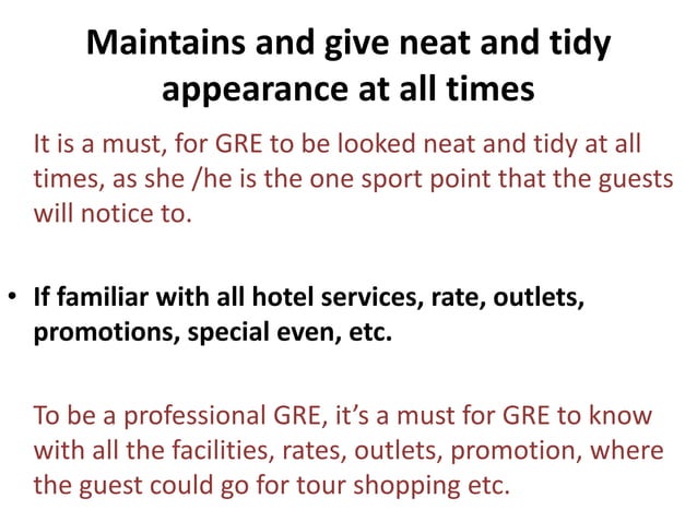 Guest relations executive ppt | PPTX