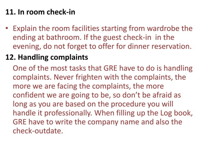 Guest relations executive ppt | PPT