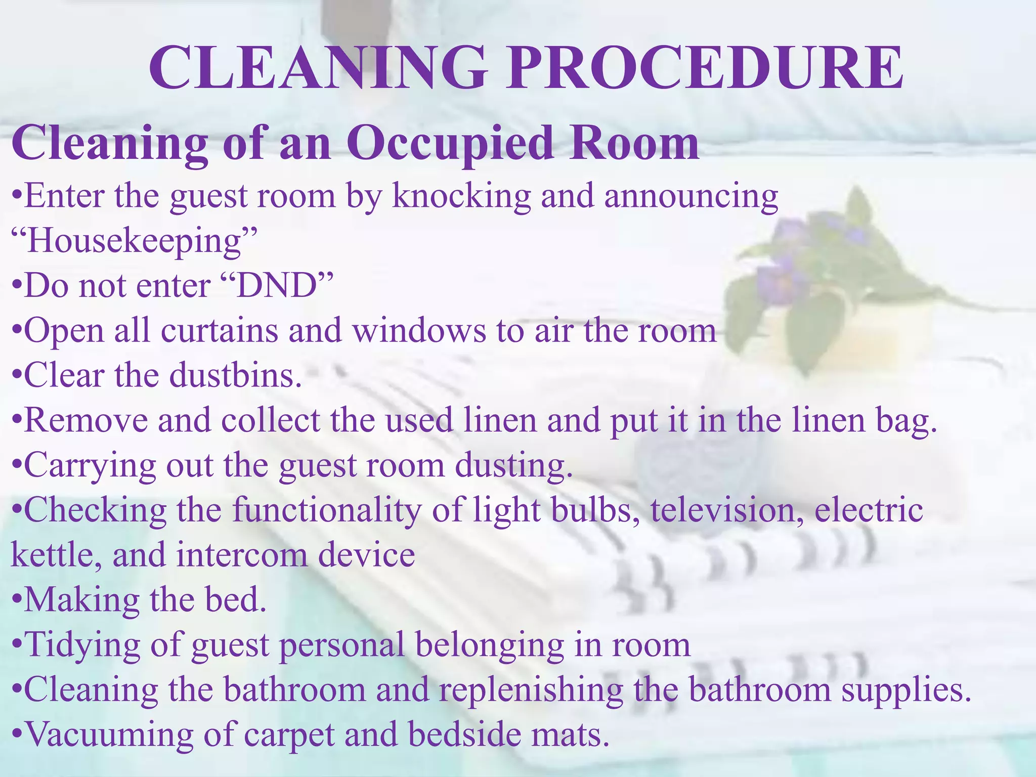 Guest room cleaning | PPTX