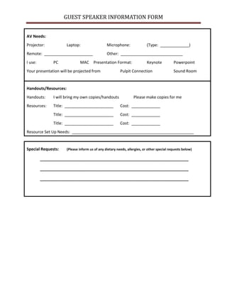 Guest speaker information form | DOCX