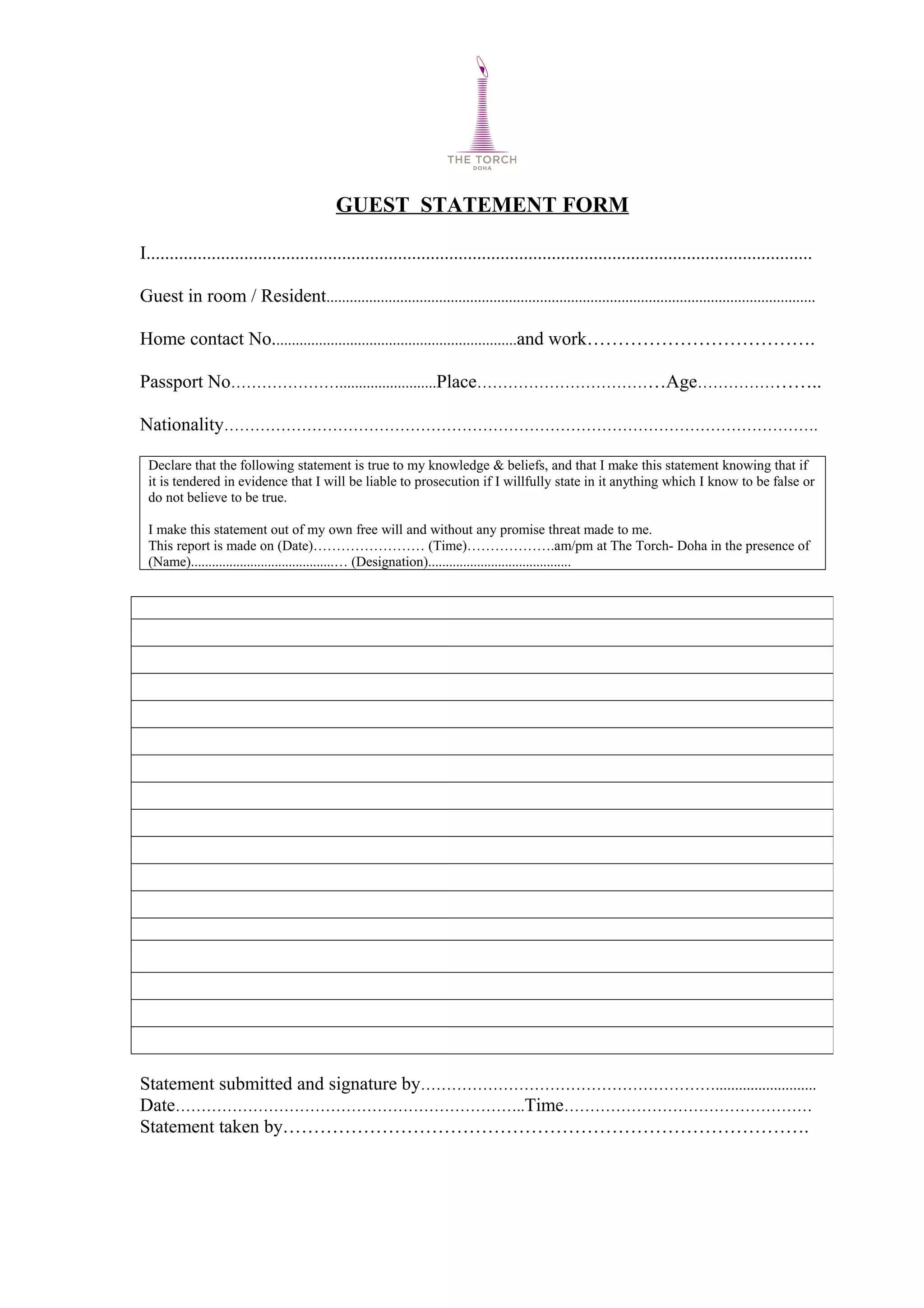 Guest statement f | DOC | Law