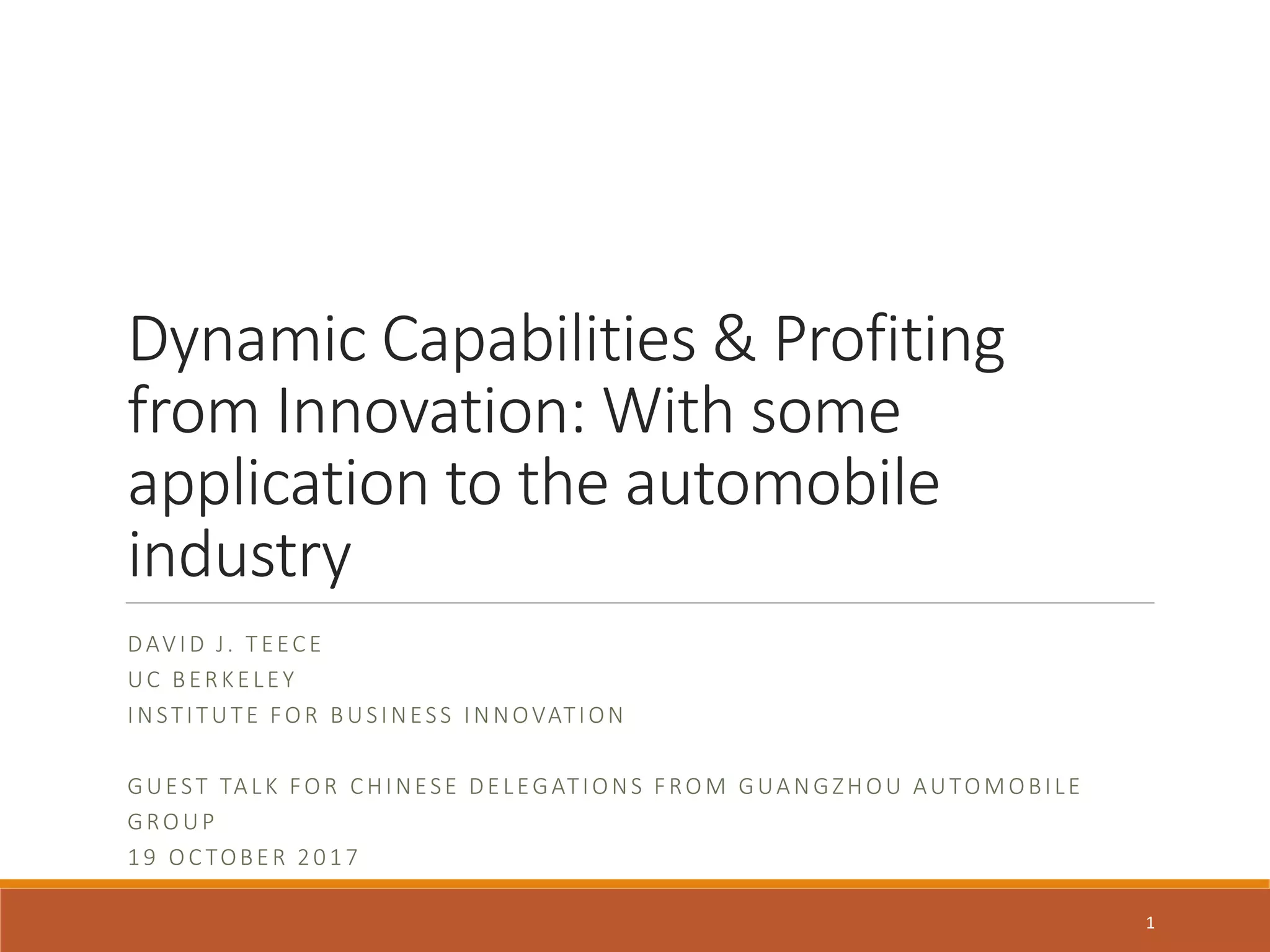 Dynamic Capabilities & Profiting from Innovation: With some application ...