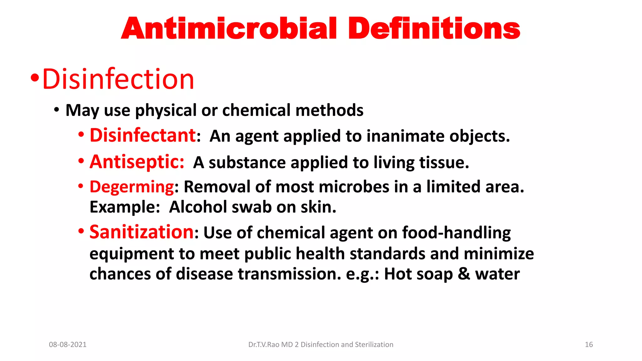 disinfection and sterilization in health care by Dr.T.V.Rao MD | PDF