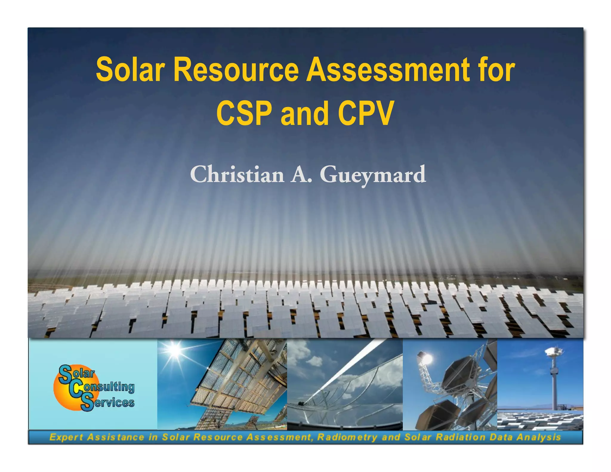 CSP Training series : solar resource assessment 1/2 | PPT