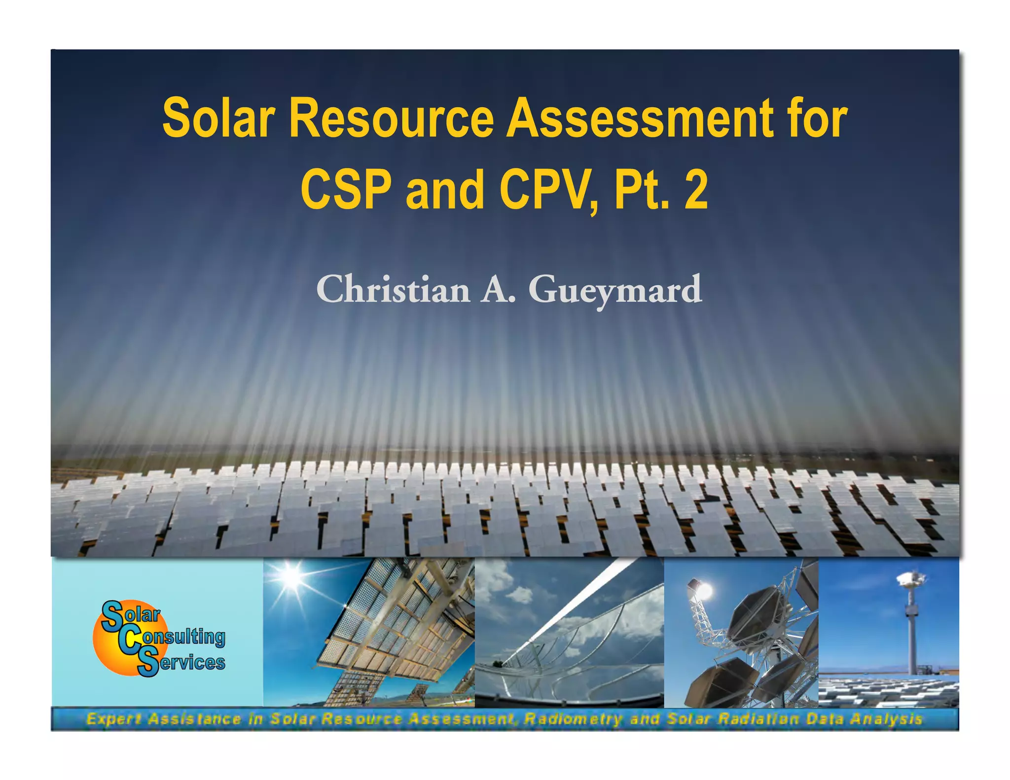 CSP Training series : solar resource assessment 2/2 | PDF