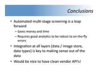 High Throughput, High Content Screening - Automating the Pipeline | PDF
