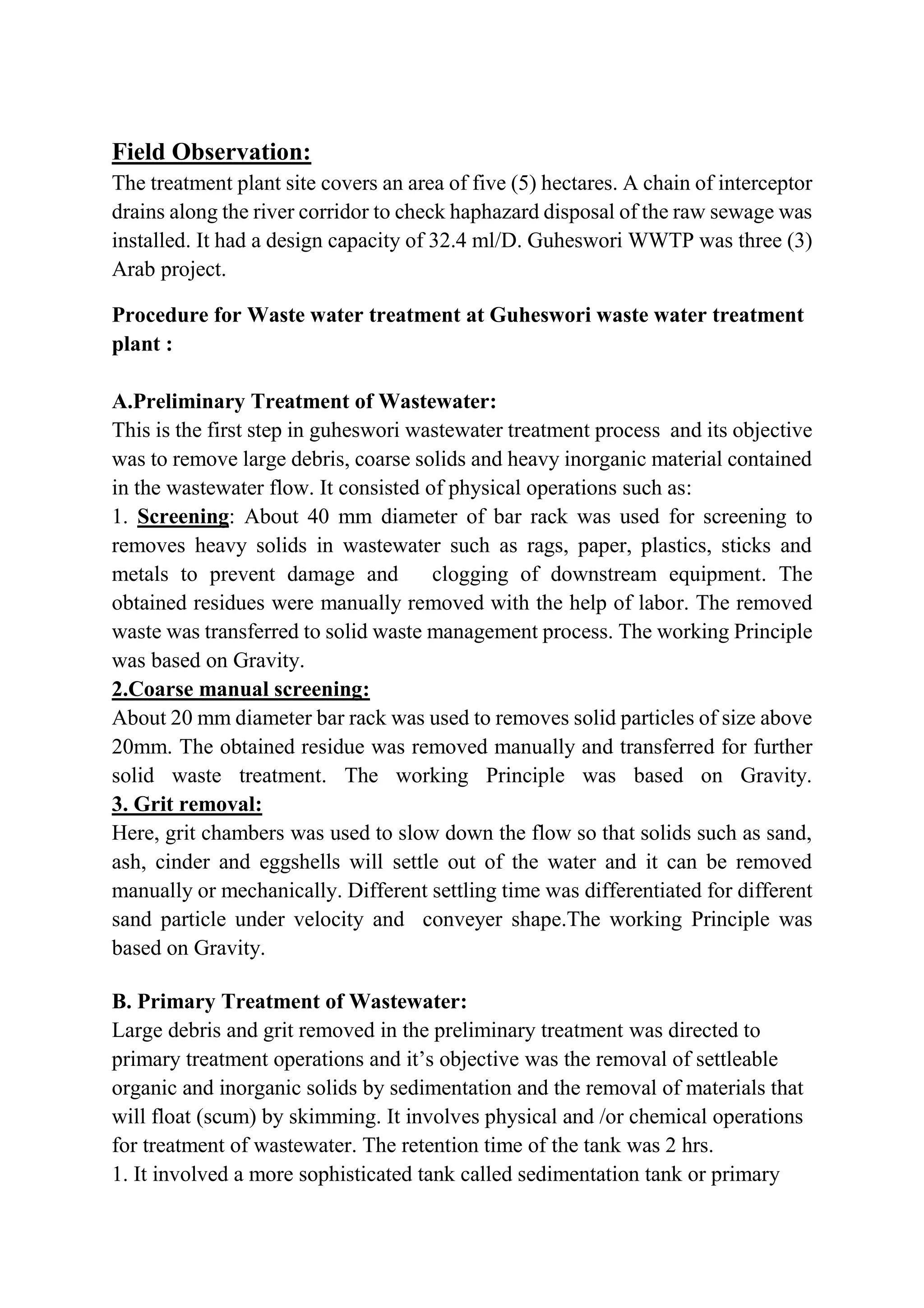 Guheswori Waste Water Treatment Plant | PDF