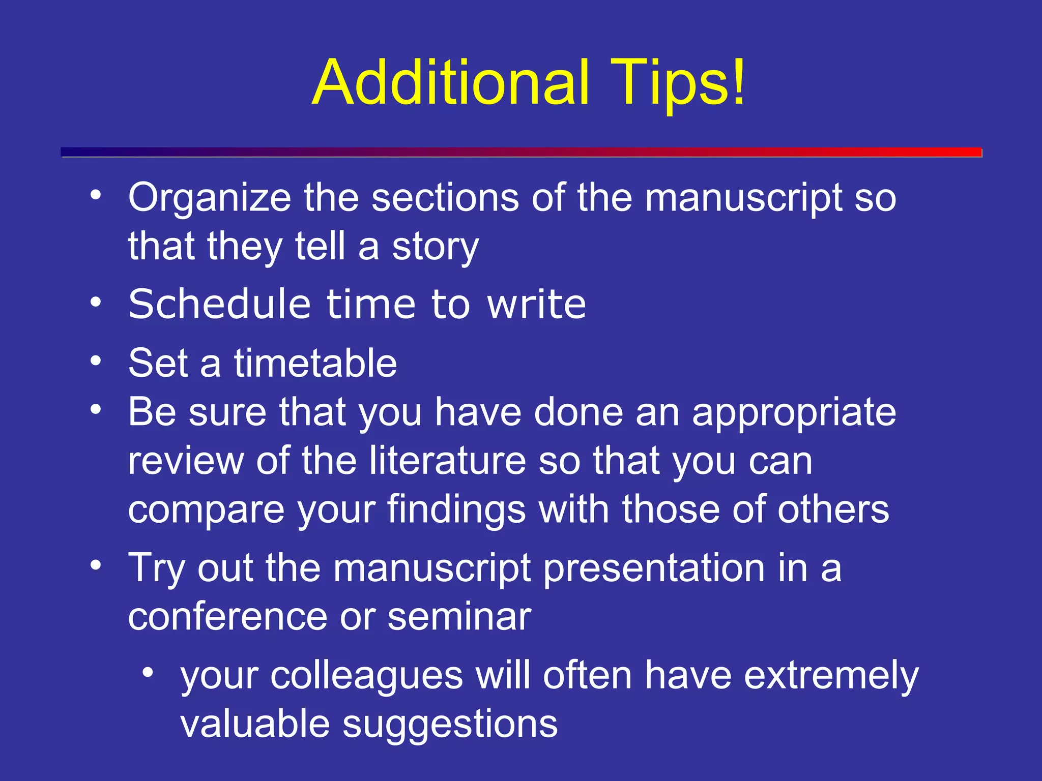 How To Write A Manuscript (2008) | PPT