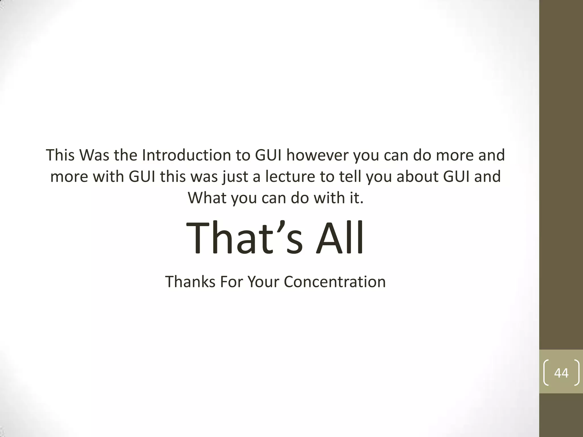 Graphical User Interface (Gui) | PPTX | Operating Systems | Computer Software and Applications