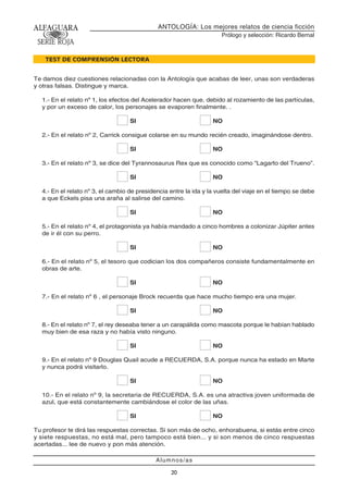 Hojas De Trabajo De Comprensión Lectora De Ficción